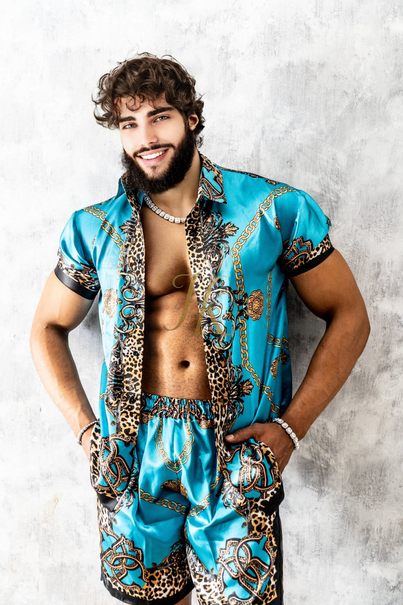 Luxurious Barocco Print Set - The Ultimate Summer Silk Outfit for Men ...