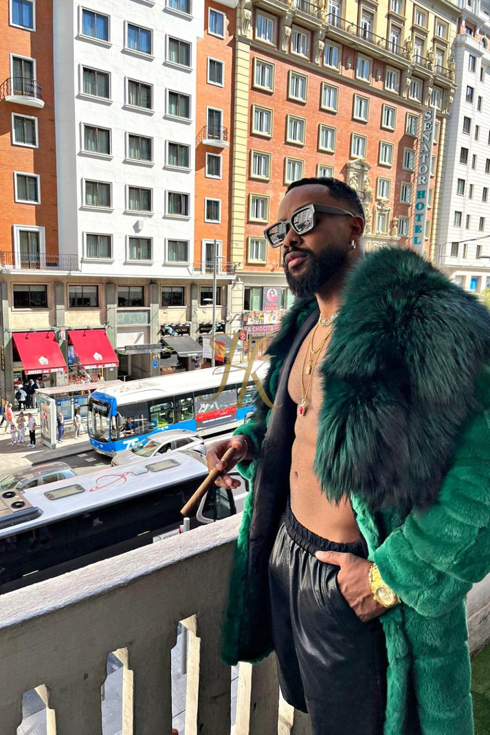 Handmade Luxury Winter Men's Rex Rabbit Fur Coat with Super Large ...